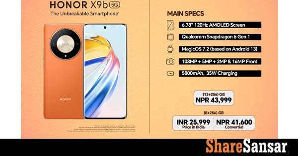 Unbreakable Smartphone HONOR X9b Hits Indian Market with Higher Price Than Nepal - || ShareSansar